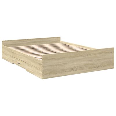 vidaXL Bedframe met lades bewerkt hout sonoma eikenkleurig 160x200 cm ...