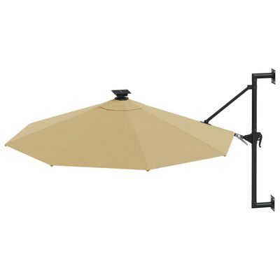vidaXL Wandparasol met LED's 300 cm taupe kopen? | vidaXL.nl