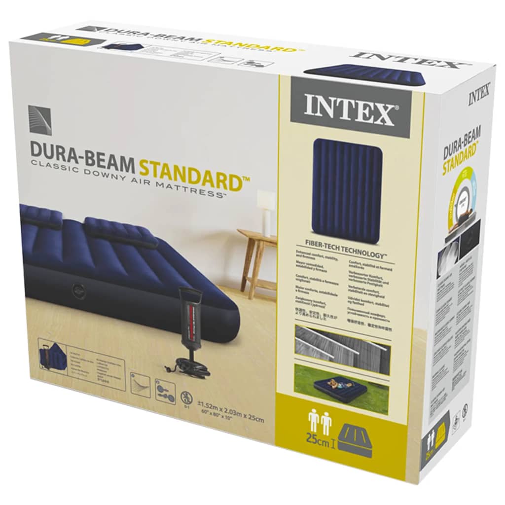 Intex Luchtbed met pomp opblaasbaar Dura-Beam 152x203x25 cm blauw kopen ...