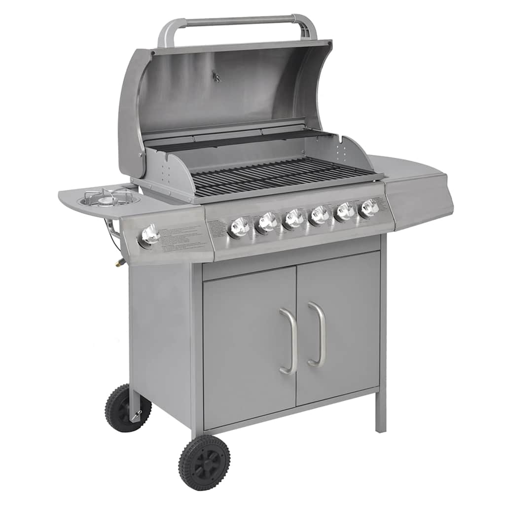 vidaXL Gasbarbecue 6+1 kookzone zilver kopen? | vidaXL.nl