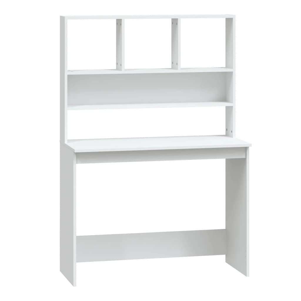 vidaXL Bureau met schappen 102x45x148 cm bewerkt hout wit kopen ...